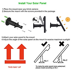 iTODOS Solar Panel Compatible with Blink Outdoor (3rd Gen) XT3/Blink 4 (4th Gen) and Blink XT XT2 Camera, One Solar Panel Power Two Blink Cams,with 2 x 16ft/5m Weatherproof Cable