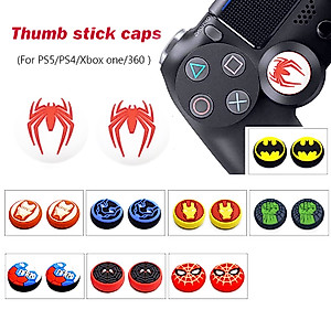 6Pcs Analog Thumb Grip Stick Cover, Wireless Controllers Game Remote Joystick Cap, Fantastic Non-Slip Silicone Handle Protection Cover for PS5/PS4/Xbox one/360/NS PRO