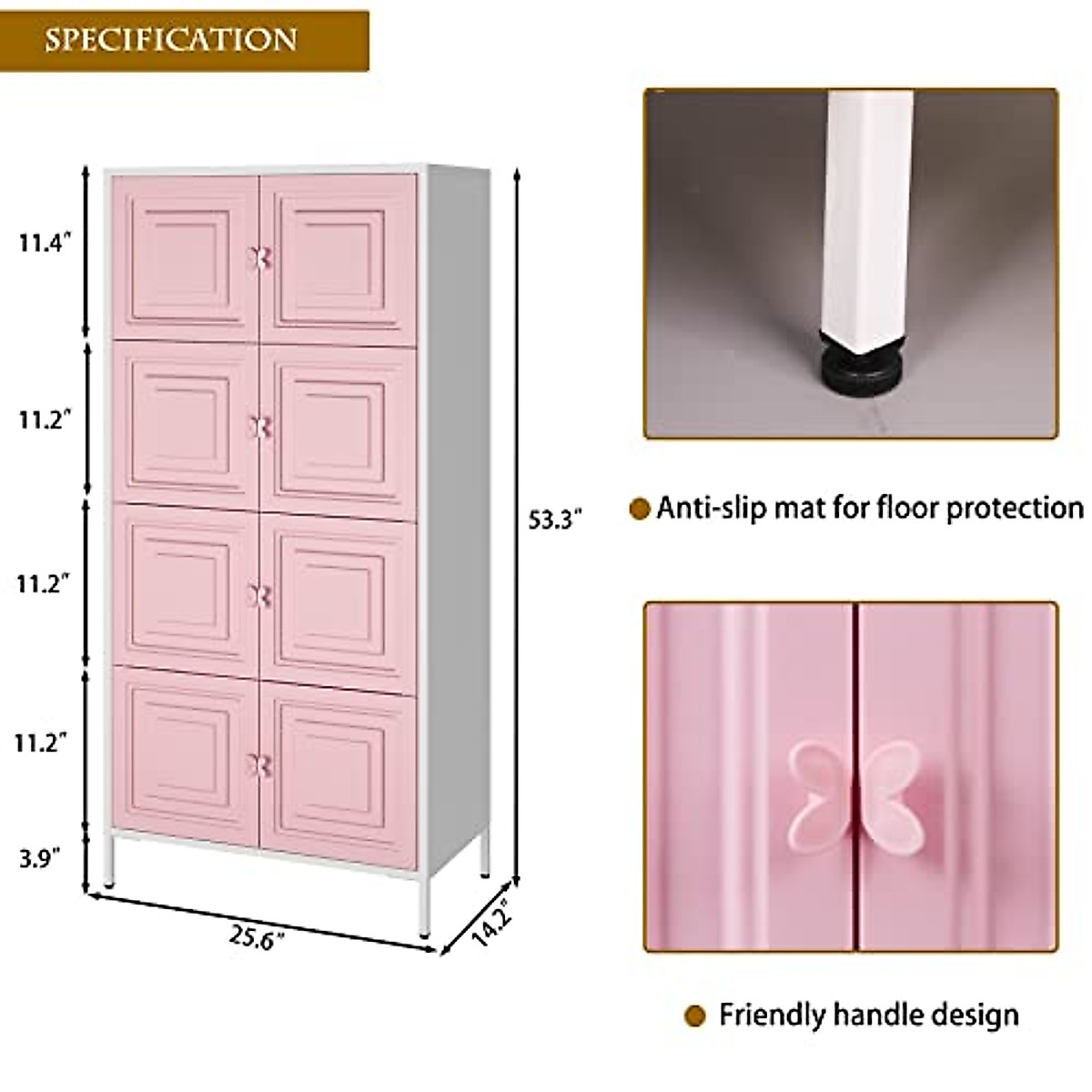 MIOCASA Metal Locker with 8 Doors Storage Cabinet Home and School Storage Organizer Steel Cabinet for Clothes,Bags,Toys and Book (S-Locker-08)