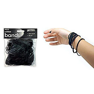 200 Black Rubber Bands, by Better Office Products, Size 33, 200/Bag, Vibrant Black Rubber Bands