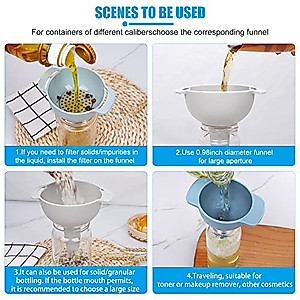 Kitchen Funnels for Filling Bottles,Funnels Set of 3,Oil Funnel,Tough and not Easily Deformed,Suitable for All Kinds of Solid Food and Liquid (Blue)