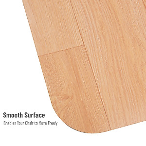 Mind Reader Office Chair Mat for Hardwood Floors, Under Desk Floor Protector, Rolling, PVC, 47.5 x 35.5, Woodtone