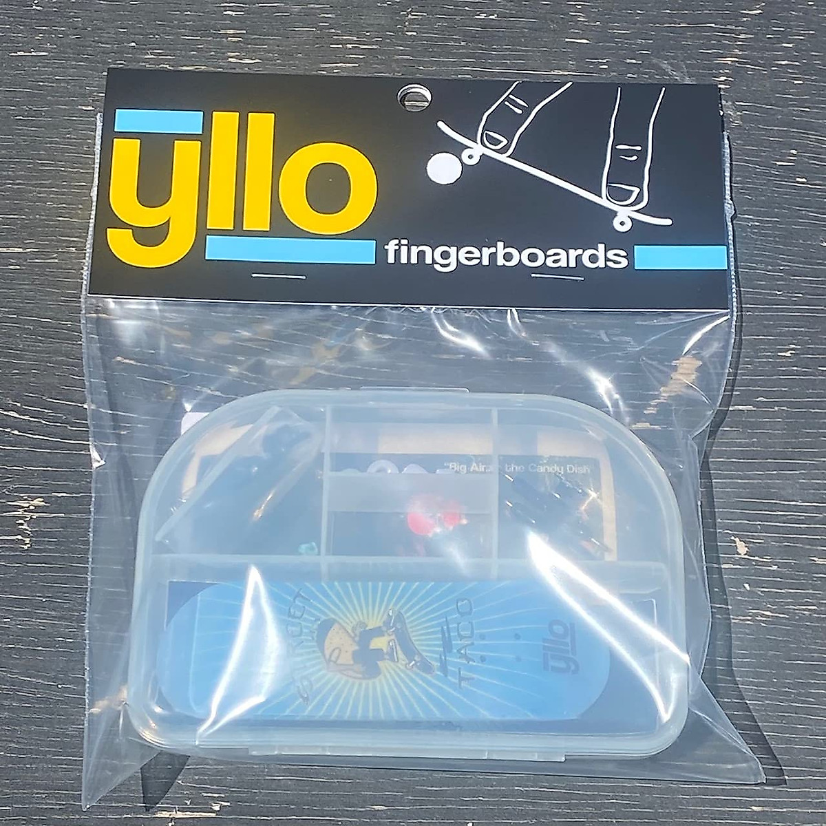 Yllo Street Taco Complete 5 Ply Wood 100mm x 33mm Fingerboard with Upgraded 32mm Trucks, Lock Nuts, CNC Wheels