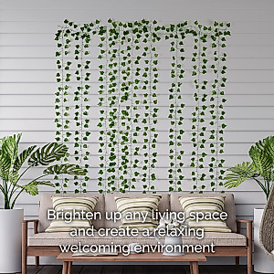 Elements Fake Ivy Garland, Poly Silk Ivy Wall decor with UV protection, Indoor Outdoor Décor for Living Room, Bedroom , Party, Wedding and Patio and Poolside, 79 Inch, 1680 Leaves, Green