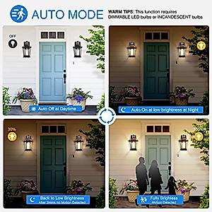 VIANIS Motion Sensor Exterior Light Fixture, 2 Pack Dusk to Dawn Outdoor Light Wall Mount, Anti-Rust Aluminum Outside House Lights,Farmhouse Coach Lantern for Porch, Entryway, Garage, Front Door