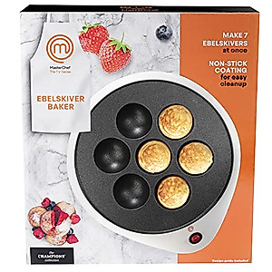 MasterChef Electric Ebelskiver Maker Delicious Homemade Japanese Takoyaki, Donut Holes, Cake Pops, Octopus Balls, Aebleskivers, Danish- Nonstick Easy Clean Appliance, Fun Summer Baking Gift