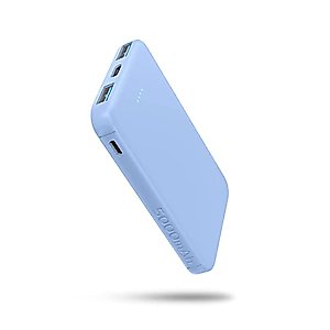 VANYUST Mini Portable Charger Power Bank 5000mAh Capacity External Battery Pack Dual Output Port and USB-C (Input Only) Power Bank for iPhone, Samsung Galaxy, Android Phone, iPad & etc (Blue)