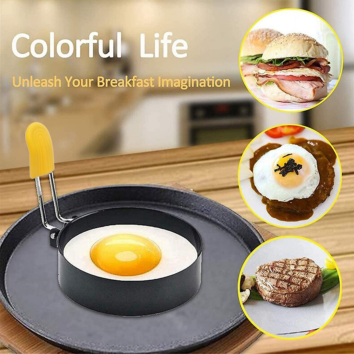 Egg Ring, 4 Pack Stainless Steel Egg Ring With Non Stick Metal Shaper Circles for Fried Egg McMuffin Sandwiches, Egg Maker