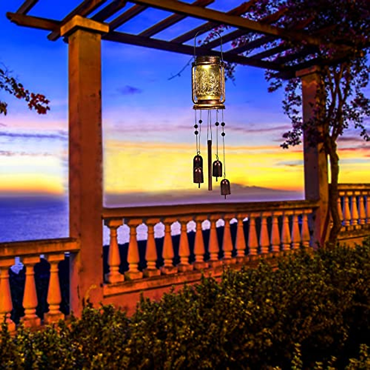 Vcdsoy 2 Pack Solar Wind Chimes - Solar Mason Jar Wind Chime Light Unique Hanging Wind Chimes Outdoor Clearance, IP65 Waterproof,Gifts for Mom Yard Garden Terrace Corridor