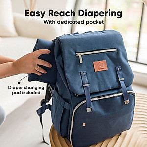 KeaBabies Baby Diaper Bag Backpack - Large Baby Bag for Boys, Girls, Waterproof Baby Backpack,Diaper Bags for Baby Girl, Baby Boy Bag Backpack, Travel Diaper Bag with Changing Pad (Classic Gray)