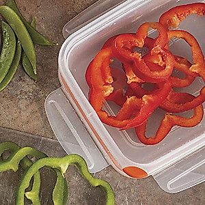 Sterilite 03211106 Ultra-Seal 5.8 Cup Microwave-Safe Food Storage Container with Steam Release Vent, Clear/Orange