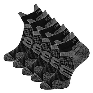 Toes&Feet Men's 5-Pack Black Anti Odor Quick Dry Thin Ankle Running Socks, L