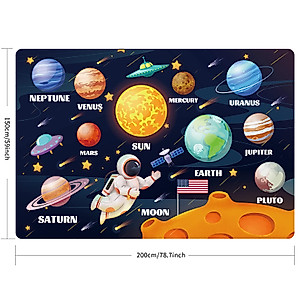 LTKOUGFAM Outer Space Kids Rug for Playroom Solar System Educational Rug Kids Baby Floor Mat, Kids Classroom Rug Play Carpet for Children Bedroom Playroom (78.7X59 in)