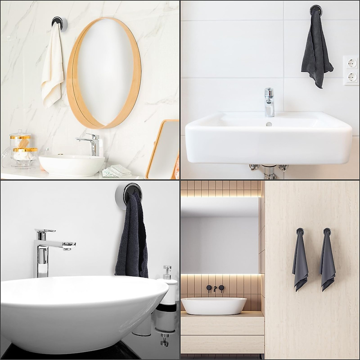 Prasacco 4 Pcs Tea Towel Holders, Self-Adhesive Tea Towel Hooks, Towel Holders for Kitchen Bathroom and Home