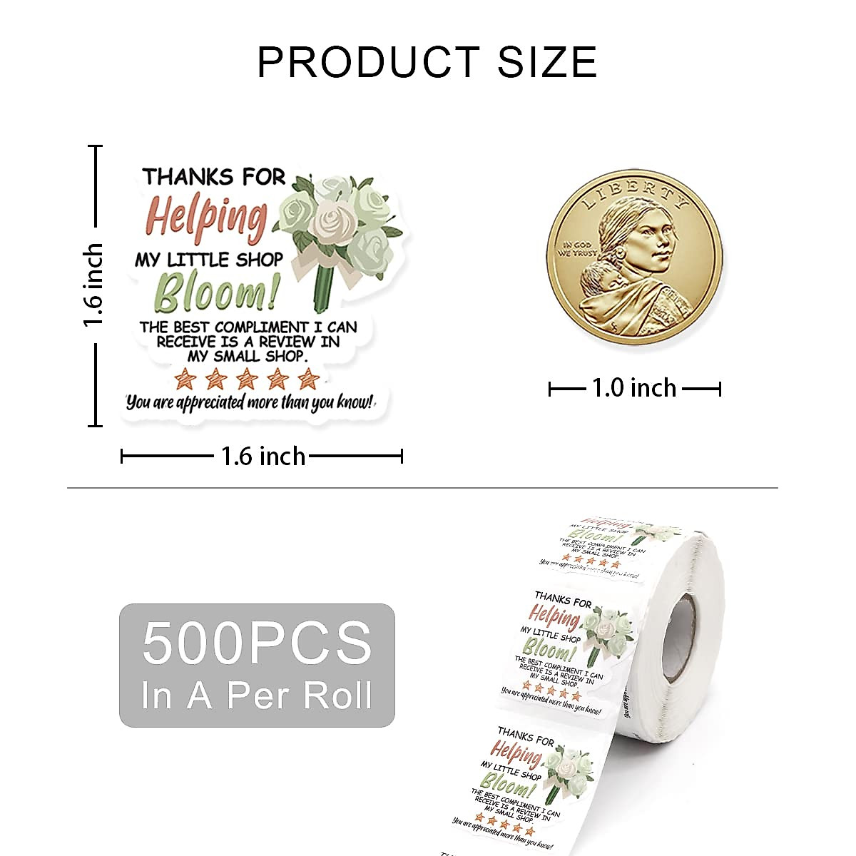 Thanks for Helping My Little Shop Bloom Stickers,Thank You Stickers,Small Shop Stickers,Mail Envelopes Stickers Handmade Stickers for Small Business,Handmade Goods,Online Retailers,500 PCS