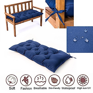 Waterproof Lounger Seat Cushions Outdoor Loveseat Bench Seat Pads Tufted Bench Cushion (47.2 X 19.7 Inch, Green)