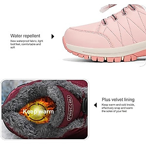 ZHNSHM Womens Winter Boots Casual Lightweight Waterproof Snow Boots Anti-Slip Fur Lined Trekking Backpacking Hiking Boots