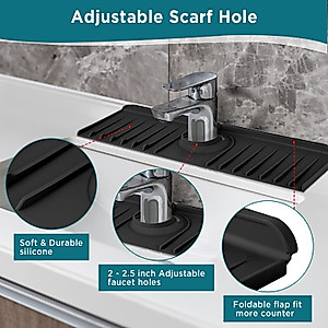 Silicone Faucet Mat - 2Pcs Silicone Faucet Handle Drip Catcher Tray for Kitchen Bathroom Countertop Sink Splash Guard Draining Dish Drying Pad