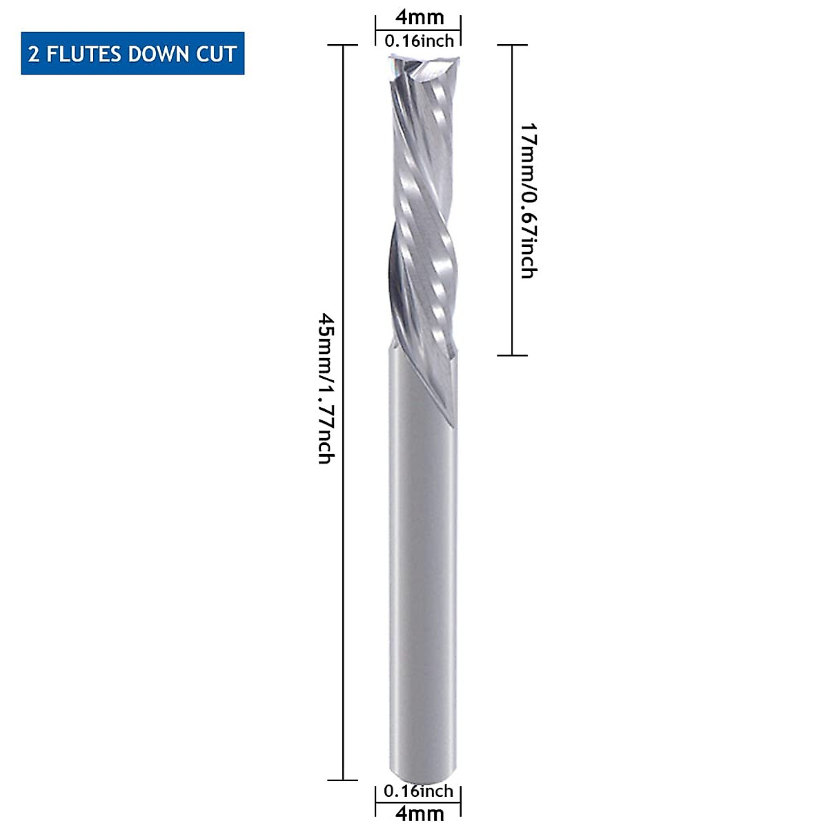Downcut Spiral Router Bits 5/32 inch Shank, 5/32 inch Cutting Diameter,0.67 inch Cutting Length,Solid Carbide CNC Router Bits End Mill for Wood Cut, Carving