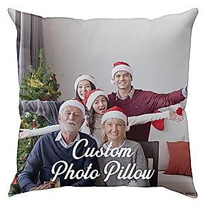 DEABOLAR Custom Photo Pillow, Personalized Pillow with Pet Portrait Family Memorial Love Picture Customizable DIY Gifts(16" x 16")