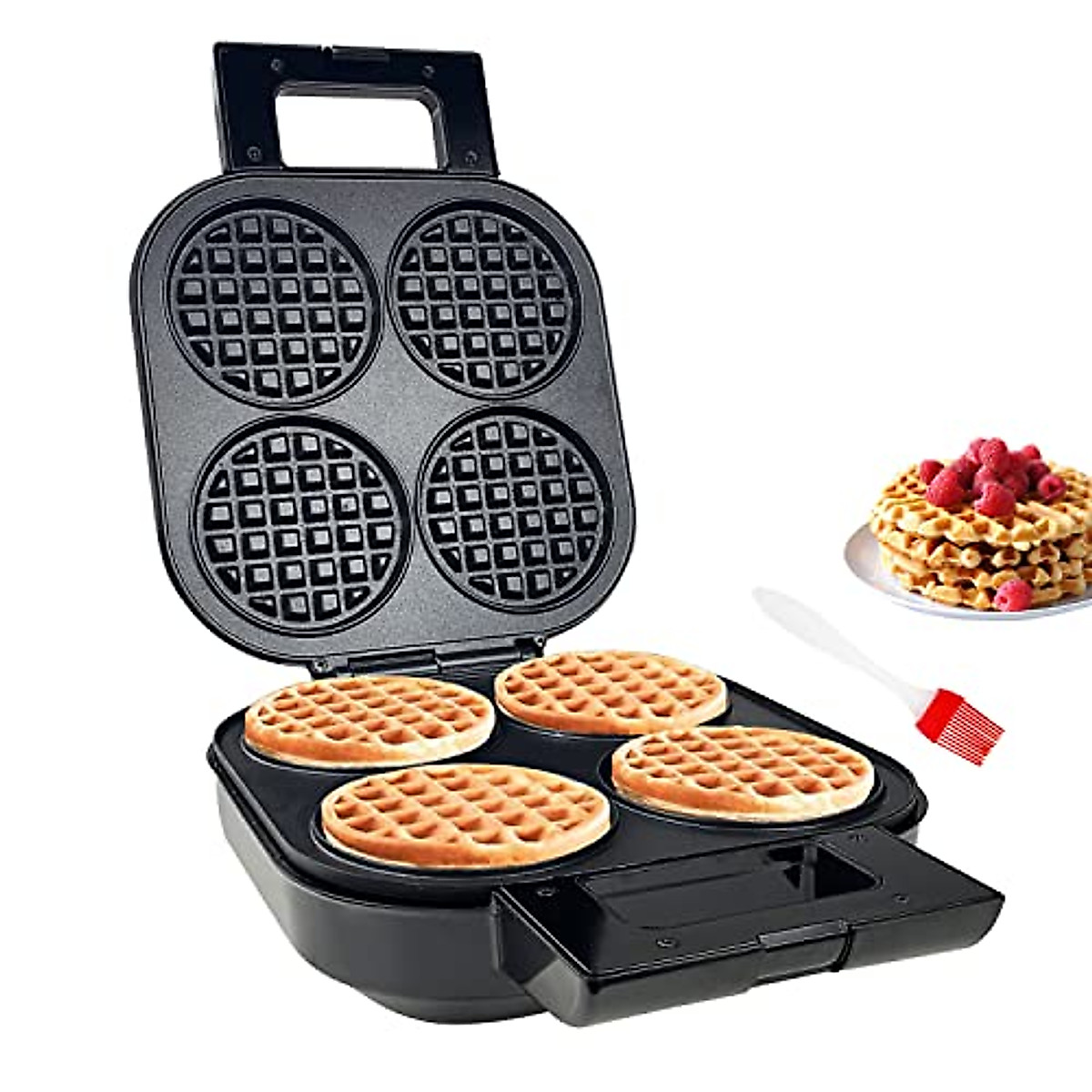 Aoruru Waffle Maker Nonstick Belgian Waffle Iron with Indicator Light 1300W 4 Slice