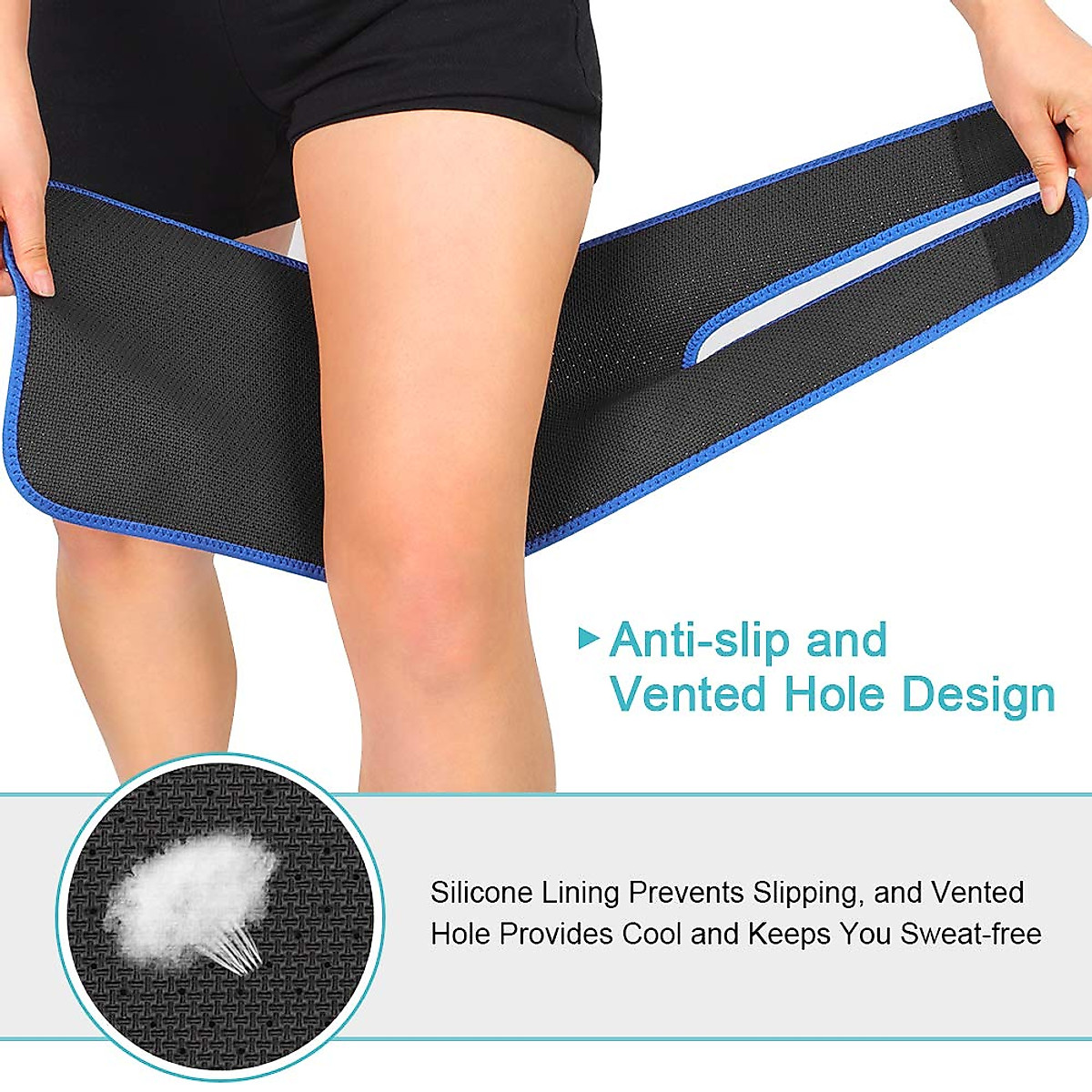 Thigh Support, Super Breathable Thigh Compression Brace Thigh Support Wrap with Anti-Slip Lining for Men & Women Hamstring Injury Prevention and Recovery