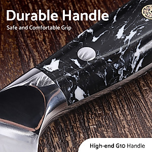 EXCALIBLADES Ultra Sharp 8" Damascus Chef's Knife. High Carbon 67-layers VG10 Stainless Steel Kitchen Knife, Ultra Sharp with Full Tang. Black Turquoise Ergonomic G10 Handle.