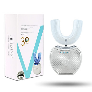 Sani White Ultrasonic Toothbrush, Ortho Sparkle Sonic Glow Brush, 360 Brite Toothbrush Adult U Shaped Toothbrush Ultrasonic Tooth Cleaner Teeth Whitening Light Electric Automatic Toothbrush Hands Free