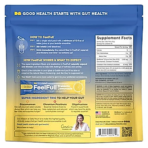 Daily Nouri FeelFull Prebiotic Fiber Drink Mix with Glucomannan & Chromium | for Natural Feeling of Fullness, Appetite & Cravings Support, Gut Microbiome & Metabolic Health | 30 Stick Packs