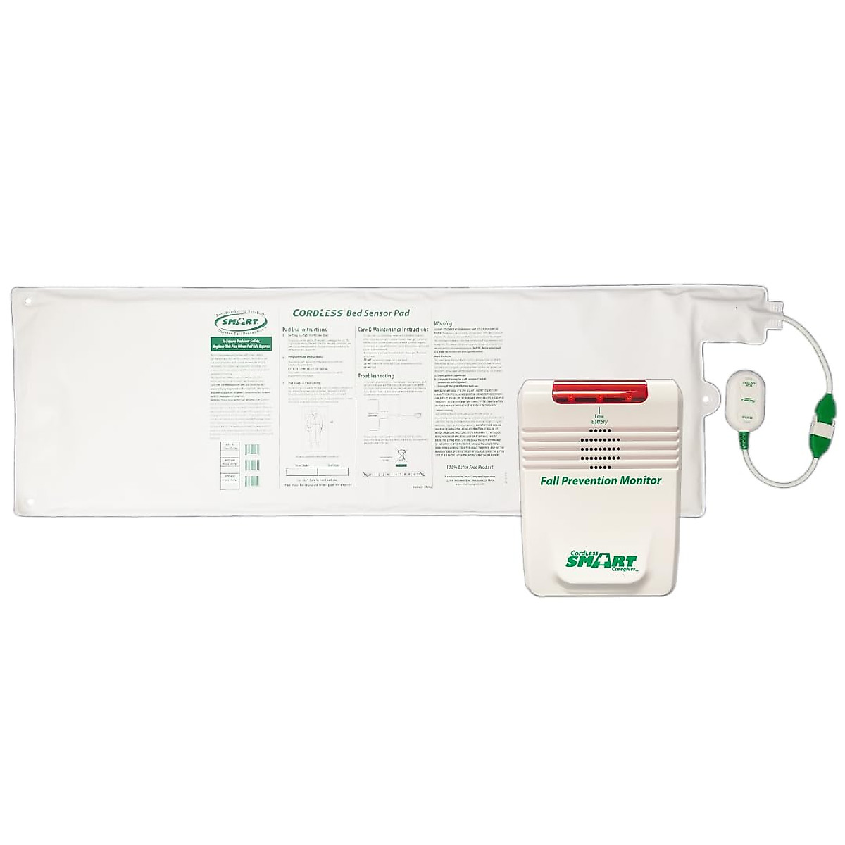 Smart Caregiver Wireless and Cordless Weight Sensing Bed Pad – 10” x 30” (Monitor or Alarm Included).