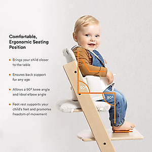 Tripp Trapp High Chair from Stokke, Natural - Adjustable, Convertible Chair for Children & Adults - Includes Baby Set with Removable Harness for Ages 6-36 Months - Ergonomic & Classic Design