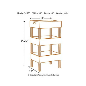 Signature Design by Ashley Yulton Farmhouse Shelf with Storage Trays, Antique White