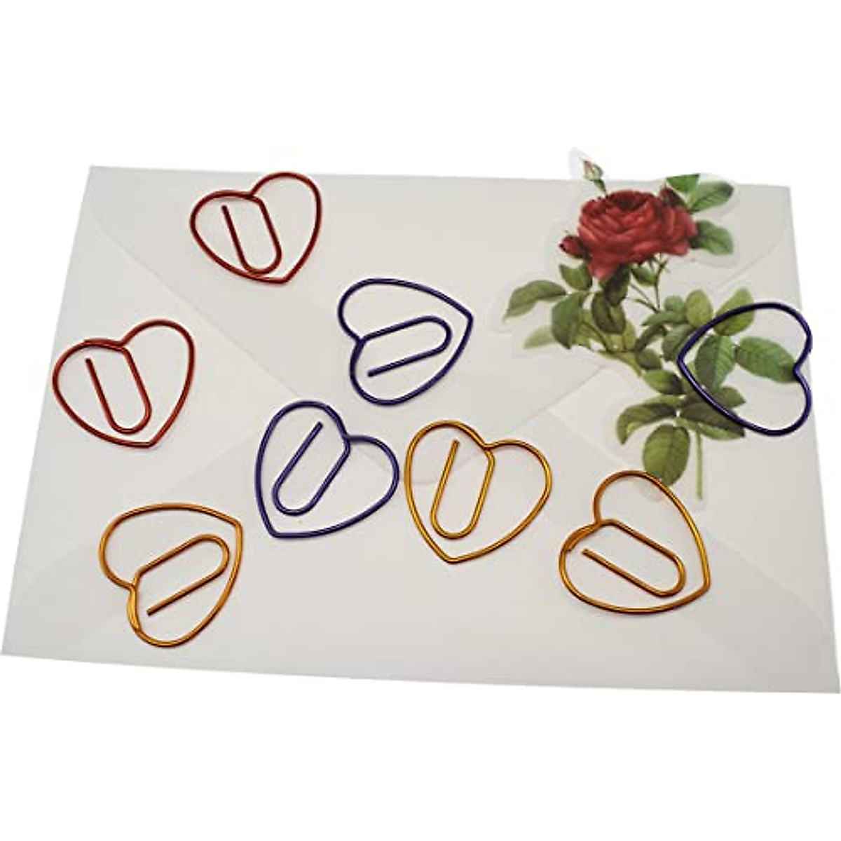Heart Paper Clips, Cute Love Heart Bookmark Clips, Red Love Heart Shaped Paper Clips ( Red,50 PCS )