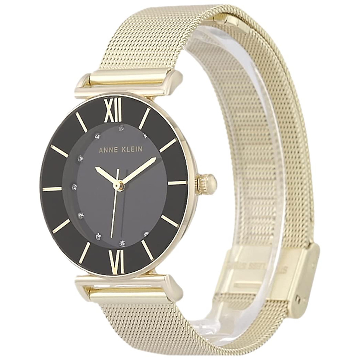 Anne Klein Women's Glitter Accented Mesh Bracelet Watch