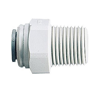 John Guest Threaded Adapters, 1/4" OD to 3/8" NPT(M), Acetal, 10/Pk