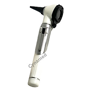 Mini Fiber Optic Otoscope White (Pocket Size) Ent Diagnostic Set with 1 Replacement Bulb Cynamed