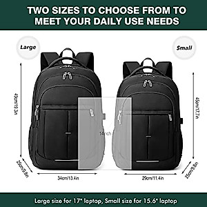 ToHLo Laptop Backpack Large Backpack for Travel and Business Durable Waterproof Backpack with USB Charger Port College Backpack Bookbag Large Compartment Daypacks for Men Women(Black, 17.3 inches)