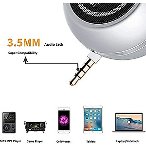 Mini Speaker with 3.5mm Aux Input Jack, 3W Loud Portable Speaker for iPhone iPod iPad Cellphone Tablet Laptop, with USB Rechargeable Battery, Gift Choice for Kids, Silver