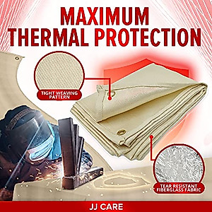 JJ CARE Welding Blanket - 2 Packs 6ft x 6ft Welding Mat - 850GSM Fiberglass Welding Blanket with Brass Grommets, Welders Blanket for Grill, Smoker Welding Blanket Heavy Duty, Welding Tarp & Shield