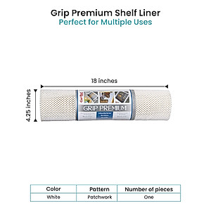 Con-Tact Brand Grip Premium Thick Non-Adhesive Shelf and Drawer Liner, 18" x 10', White