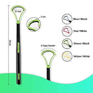 ibrush Tongue Scraper Cleaner 4 Pieces 100% BPA Free Tongue Scrapers with Travel Handy Case for Adults, Kids, Healthy Oral Care, Easy to Use, Help Fight Bad Breath