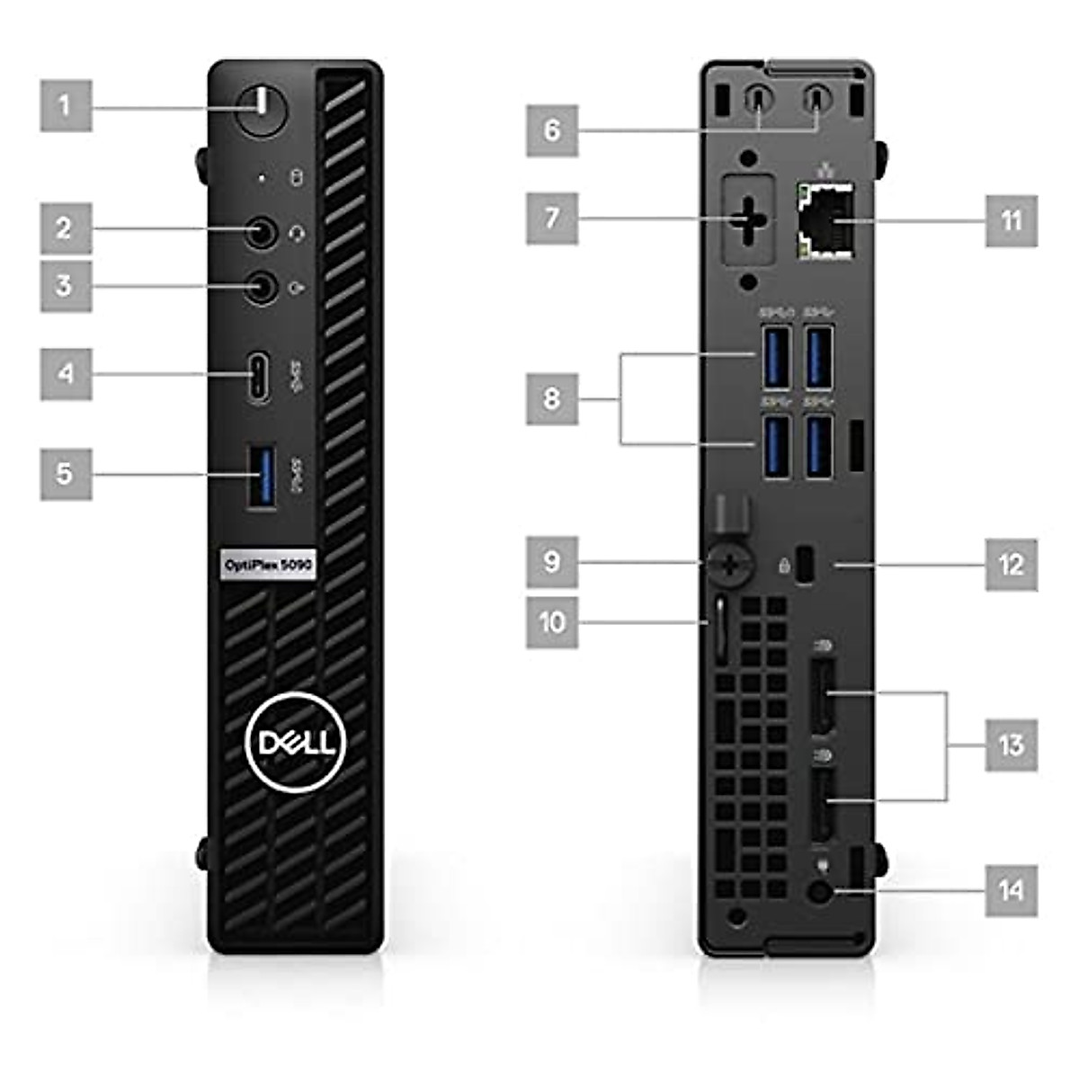 Dell Optiplex 5000 5090 Micro Tower Desktop Computer Tower (2021) | Core i7-512GB SSD Hard Drive - 16GB RAM | 8 Cores @ 4.8 GHz Win 10 Pro (Renewed)
