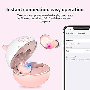 Pink Wireless Earbuds for Girls,Bluetooth Earbuds Hi-Fi Stereo Noise Cancellation Earphones 36H Playtime Bluetooth 5.0 Headphones Touch Control Waterproof Headset with Charging Case/Microphone (Pink)