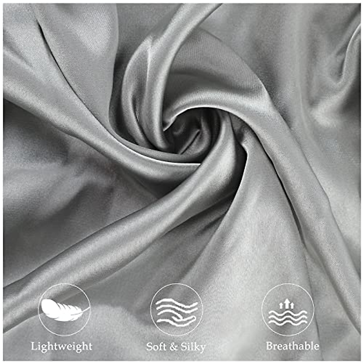 Satin Pillowcase for Zelimun Cervical Pillow Only, Ergonomic Pillow Case, Smooth & Soft Pillowcase for Sleeping Pillow, Gray Pillow Cover with Zipper