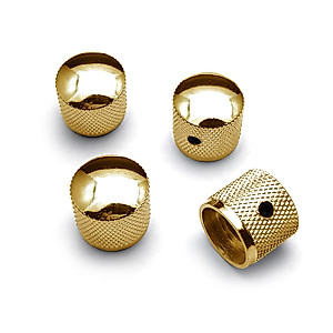 SAPHUE 4 Pcs Metal Volume Tone Dome Tone Guitar Speed Control Knobs with Allen Keys Screws Set for Fender Strat Telecaster Gibson Les Paul Electric Guitar or Bass（Gold）