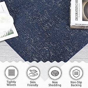 ROYHOME Area Rug 5x7 Modern Solid Textured Machine Washable Rug Contemporary Yarn Dyed Jacquard Farmhouse Carpet Rug Stain Resistant Non-Slip Accent Rug for Living Room Dining Table, Navy