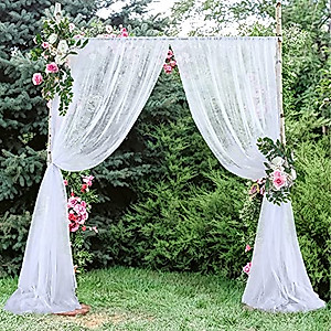 White Backdrop Curtains for Parties Sheer Tulle Backdrop Curtain for Wedding Birthday Party Ceremony Photo Backdrop Curtain for Home Decoration 10'W x8'H