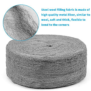 Steel Wool Roll, Flexible Stainless Steel Wool Rolls Interstice Hole Filler, Barrier Wire Mesh Hole Fill Fabric, Control Gap Filter Keep Animals Away from Holes for House Garage