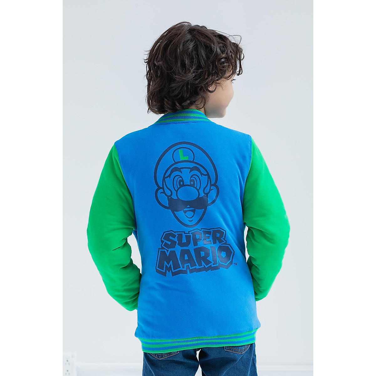 Super Mario Nintendo Luigi Little Boys Varsity Bomber Jacket 7-8
