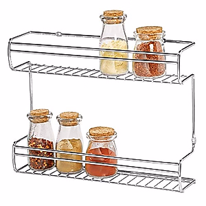InterDesign Classico 2-Shelf Wall Mount Spice Organizer Rack for Kitchen Storage - Chrome
